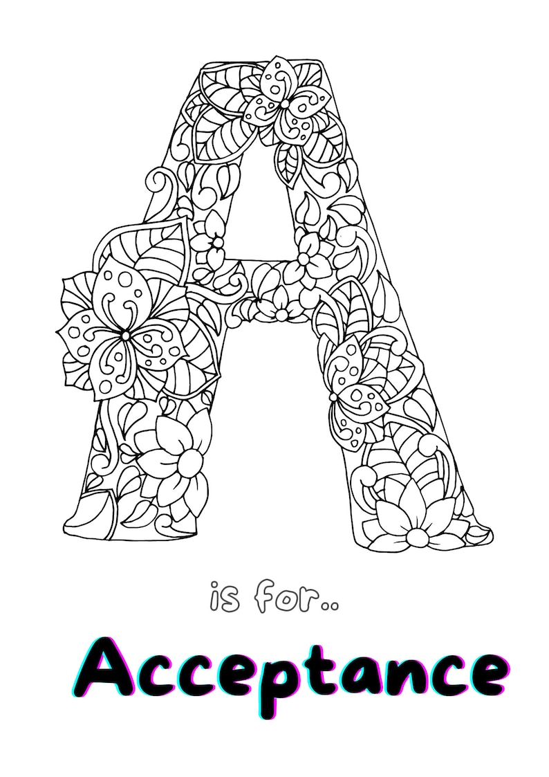 Coping Skills Coloring Book for Adults, Alphabet Coloring Pages (PDF ...