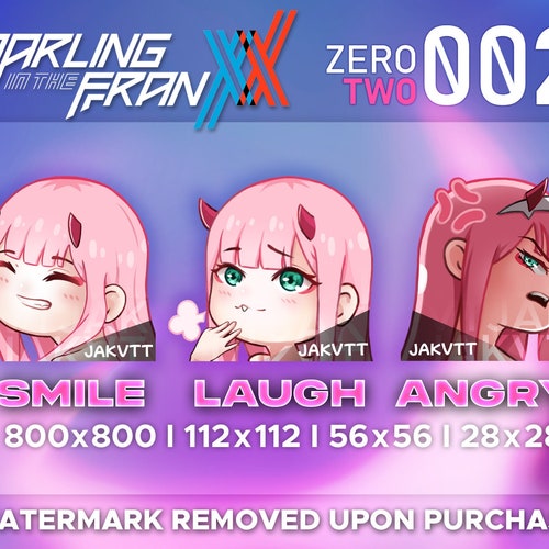 ZERO TWO Cute Twitch Emote Pack 3 Emotes - Etsy