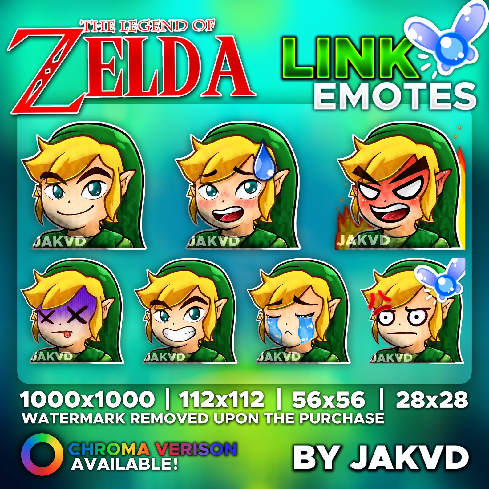 The Legend of Zelda Link Emotes SET OF 7 // CHROMA | Etsy