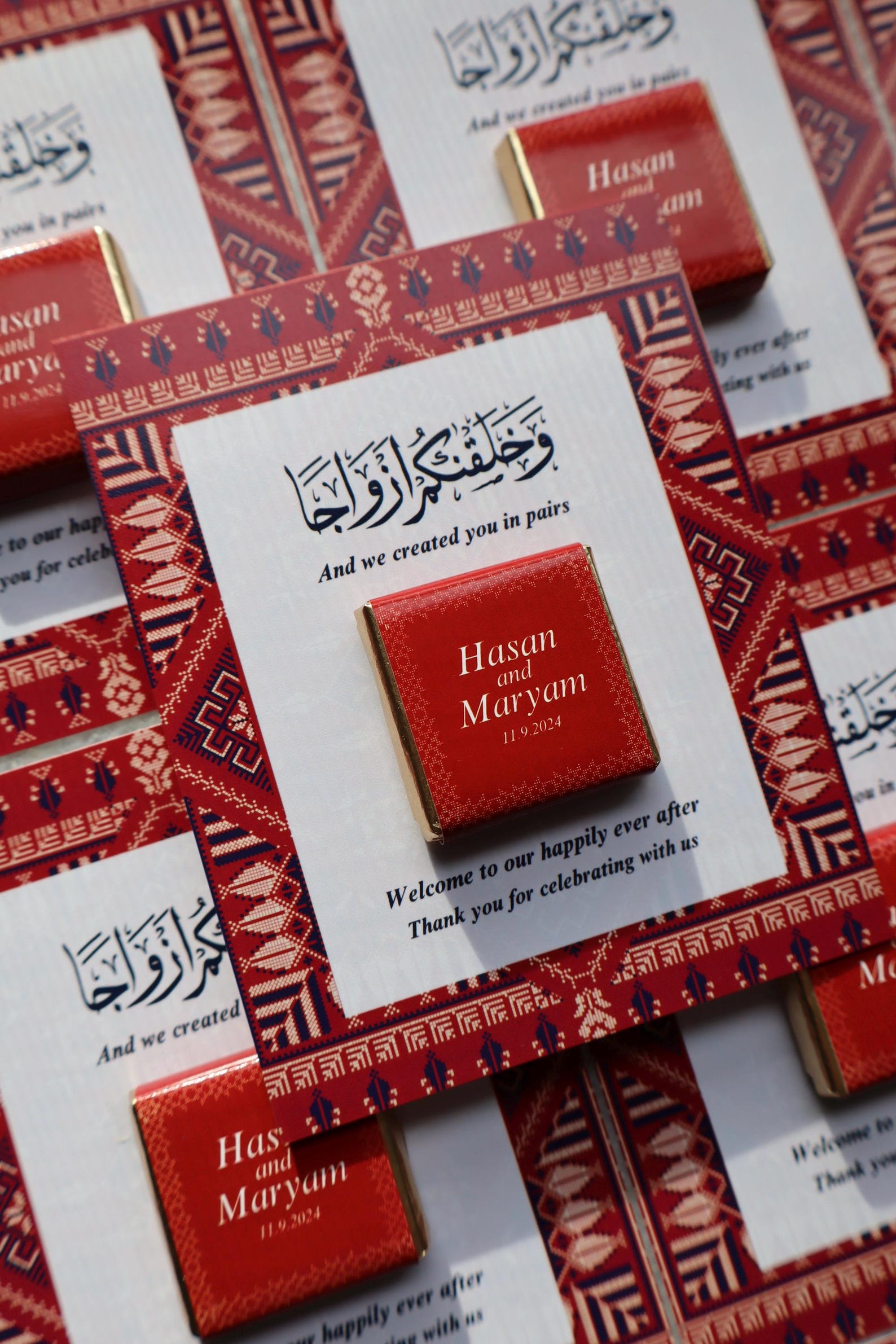Palestinian Tatreez Keffiyeh Wedding Chocolate Cards Favors Arabic We ...
