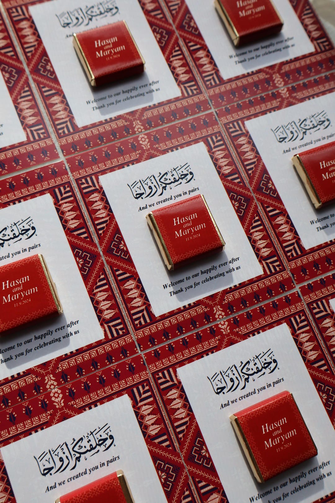 Palestinian Tatreez Keffiyeh Wedding Chocolate Cards Favors Arabic We ...