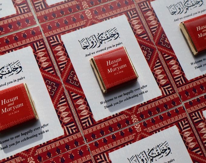 Palestinian Tatreez Keffiyeh Wedding Chocolate Cards Favors Arabic We ...