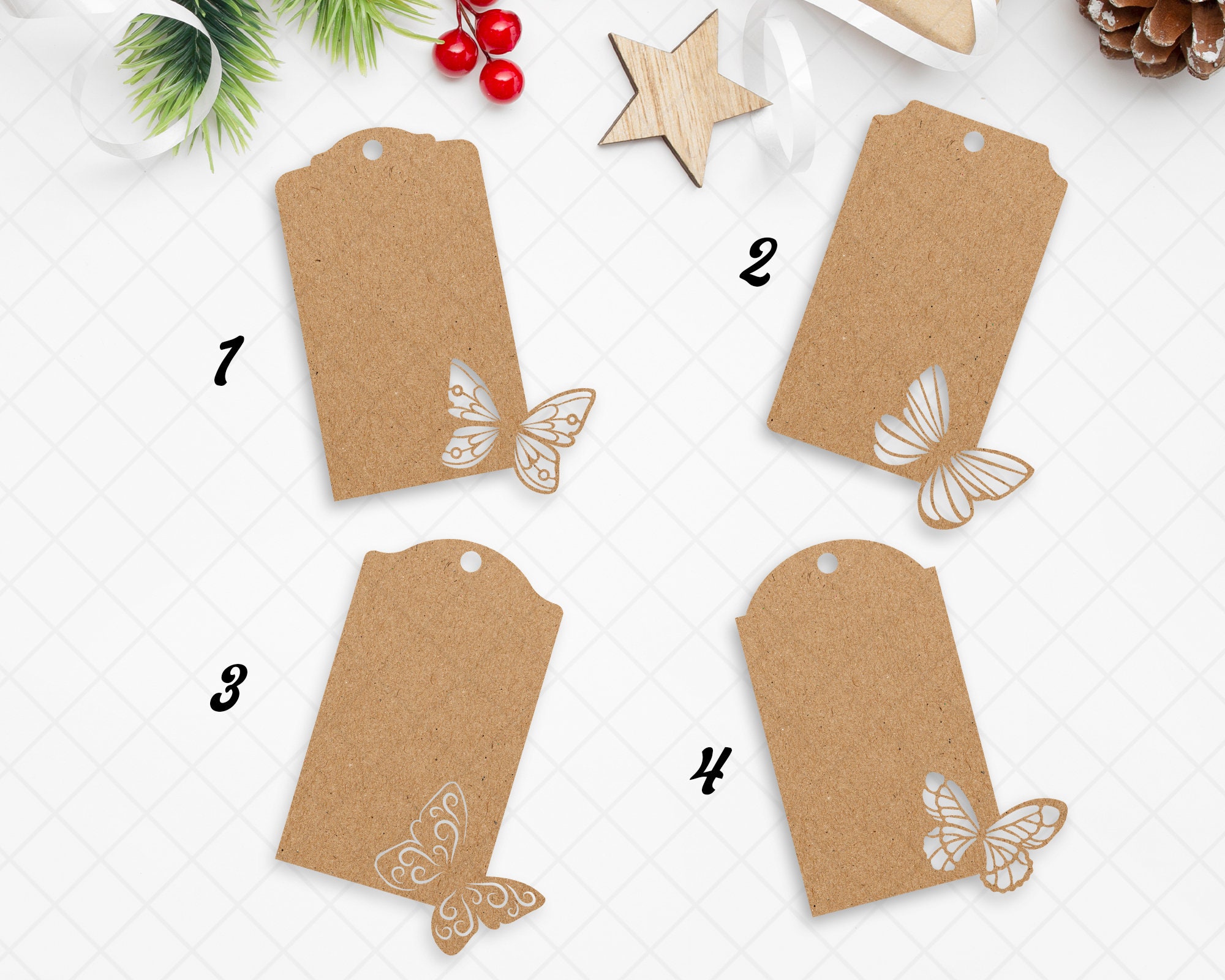 4 Butterfly Tag Bundle SVG Designs | Butterfly Svg | Butterfly Tag ...