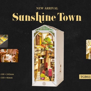 Rolife Book Nook Sunshine Town DIY Miniature House Model Kit, Build ...
