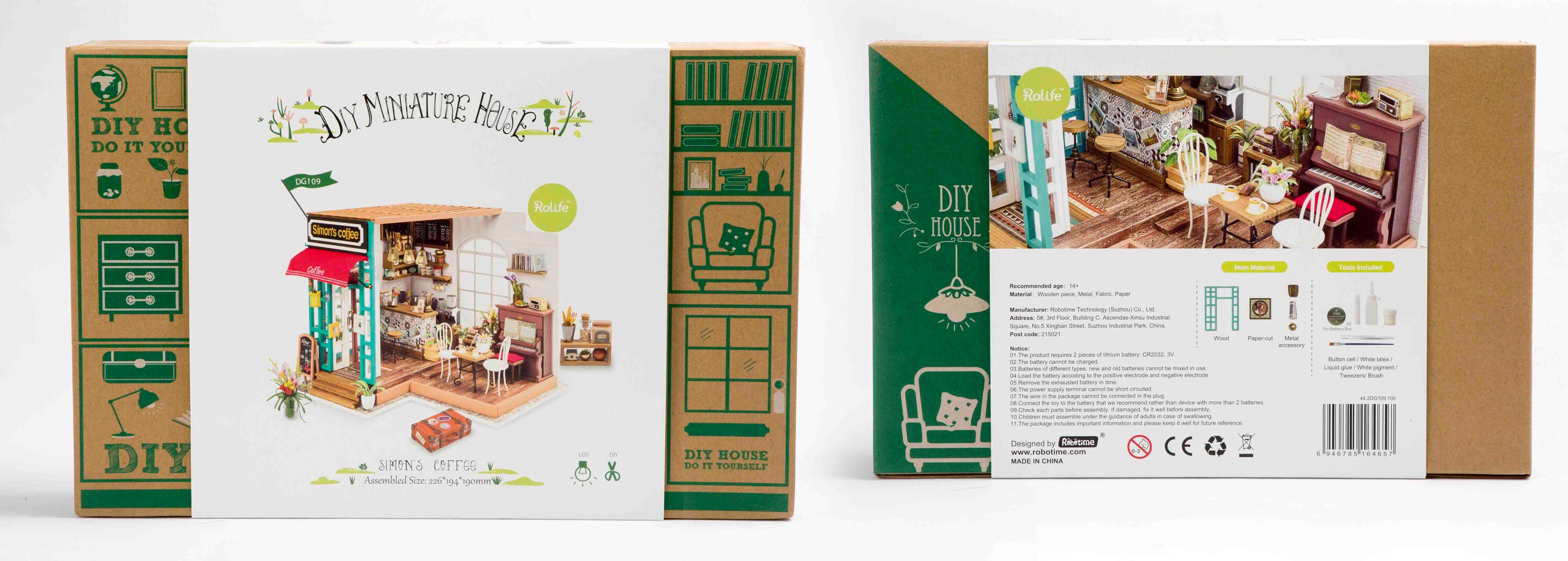 Rolife Simon's Coffee DIY Miniature Coffee Shop Model Kit DG109 - Build ...