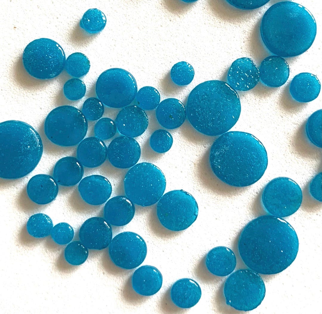 COE 96 Fused Glass Tiny Circles, Blue Peacock Transparent - 1/8 to 3/8 ...