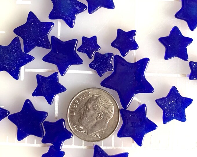 COE 96 Fused Glass Stars Mixed Sizes Dark Blue - 3/8 to 3/4 Inch Pack ...