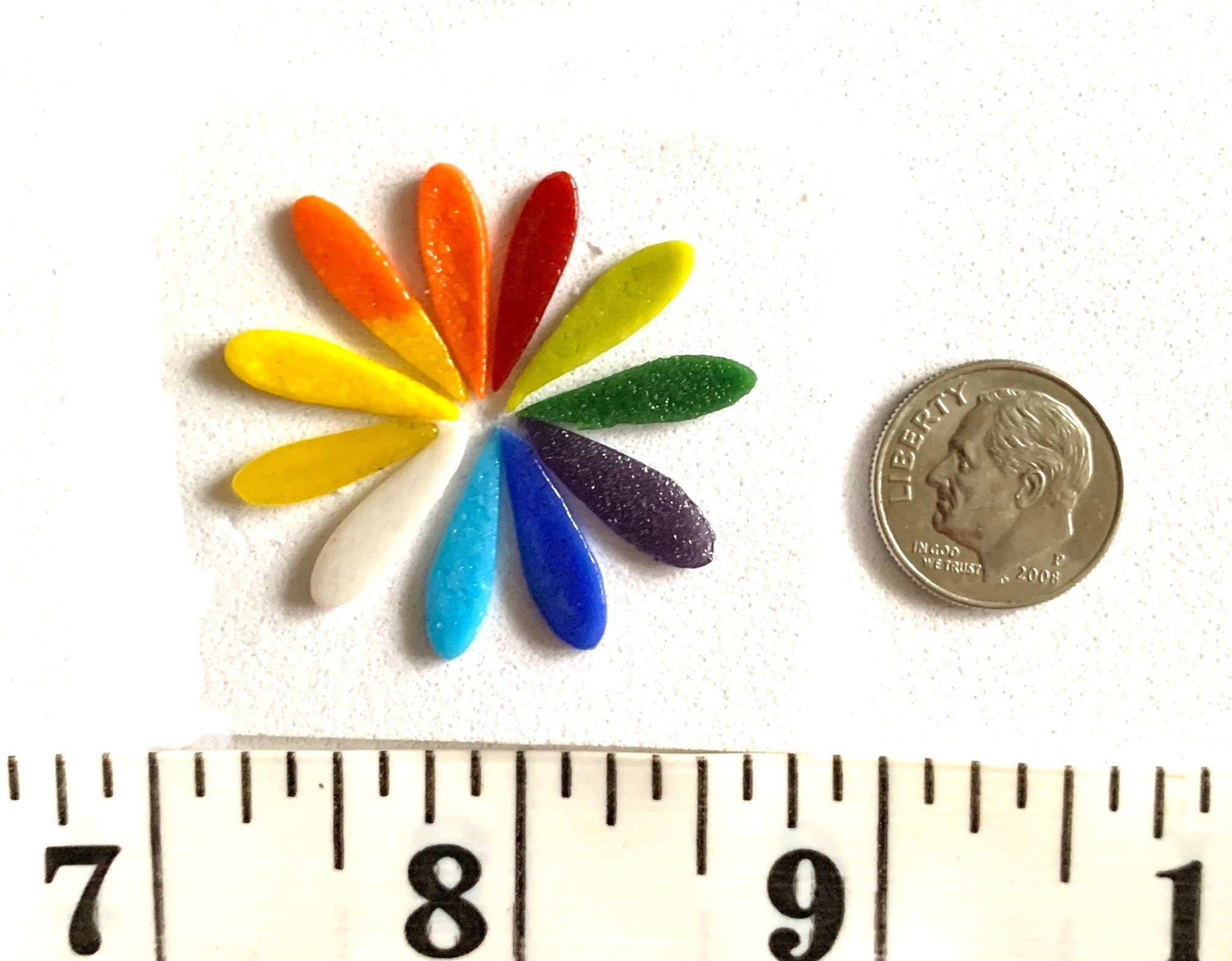 COE 96 Fused Glass Teardrop Petals, Colorful Skinny Leaves, Pack of 30 ...