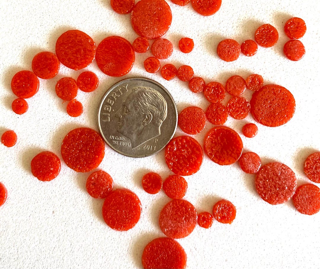 COE 96 Fused Glass Circles, 1/8 to 3/8 Inch Mixed Sizes - Opal Red ...