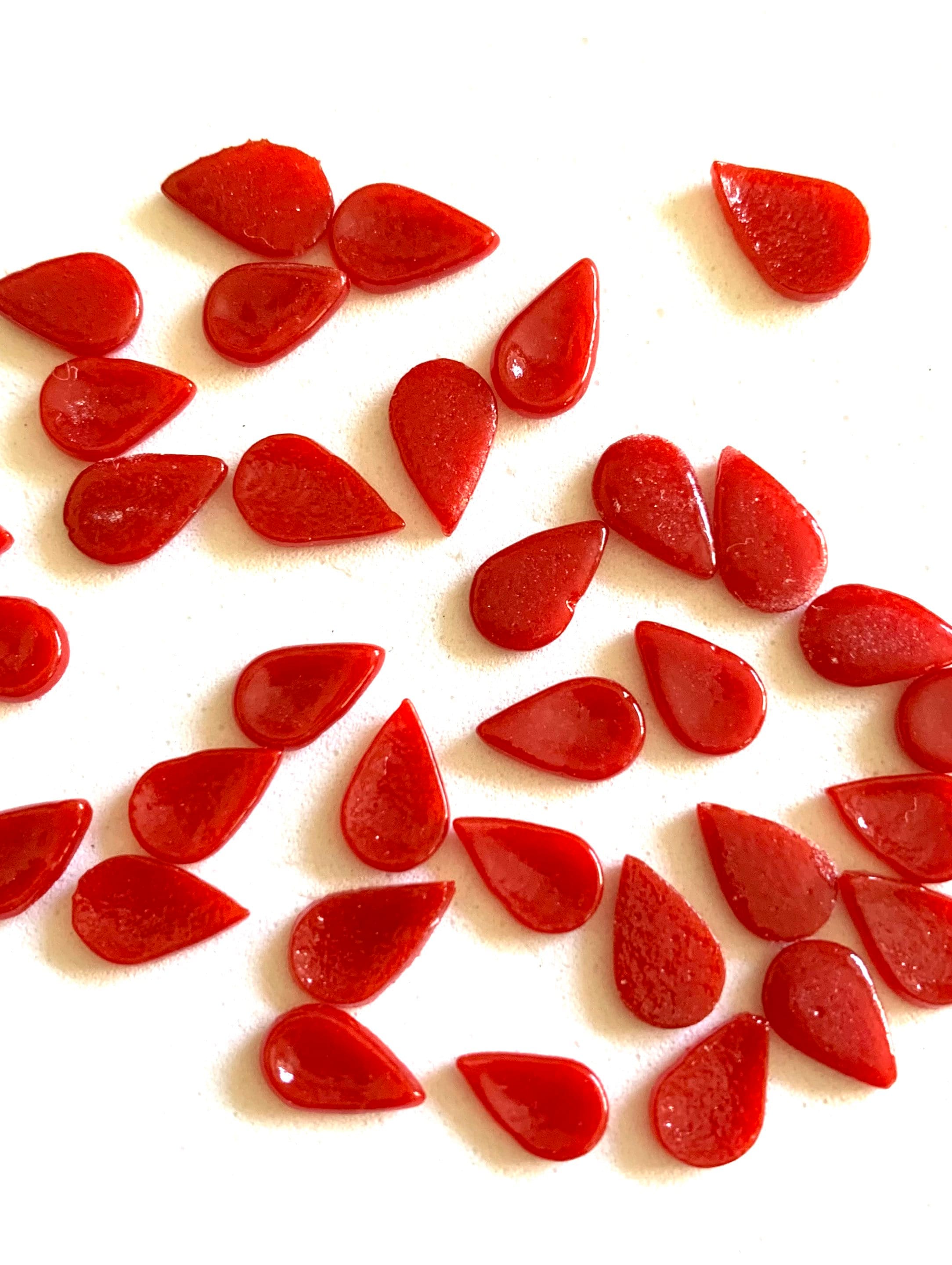 COE 96 Fused Glass Flower Petals / Teardrops - 3/8 Inch Opal Red - Pack ...