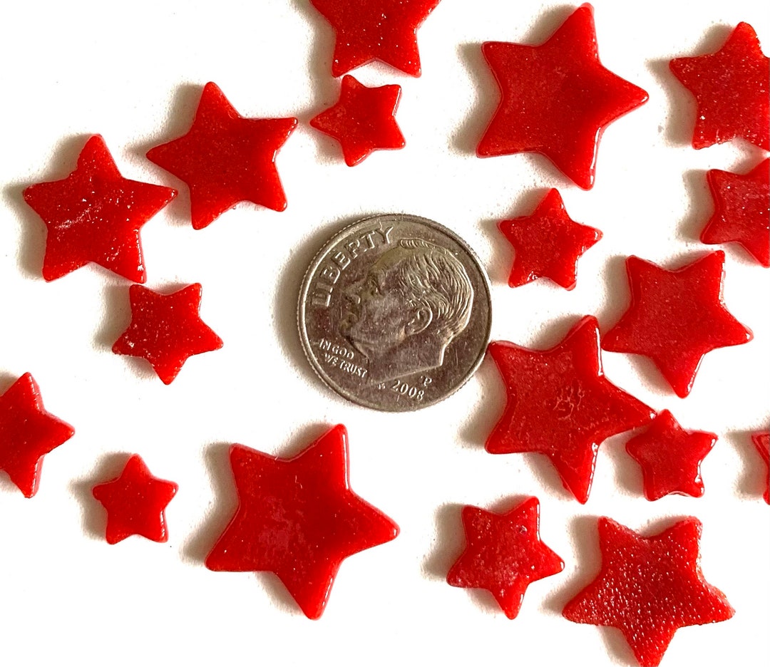 COE 96 Fused Glass Stars, Opal Red, Mixed Sizes - 3/8 to 3/4 Inch Pack ...