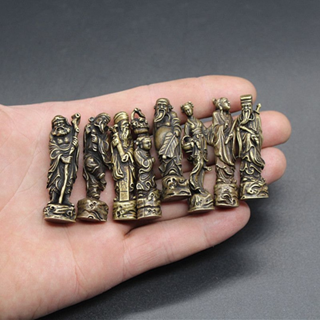 Collect Pure Copper Hand-carved Eight Immortals Crossing the Sea Statue ...