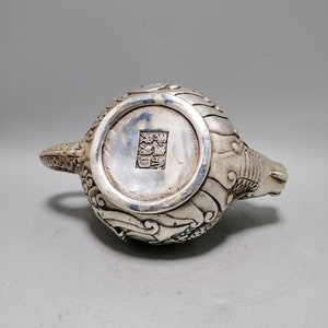 Chinese Antique Tibetan Silver Wine Pot Teapot, Hand Carved Pattern ...