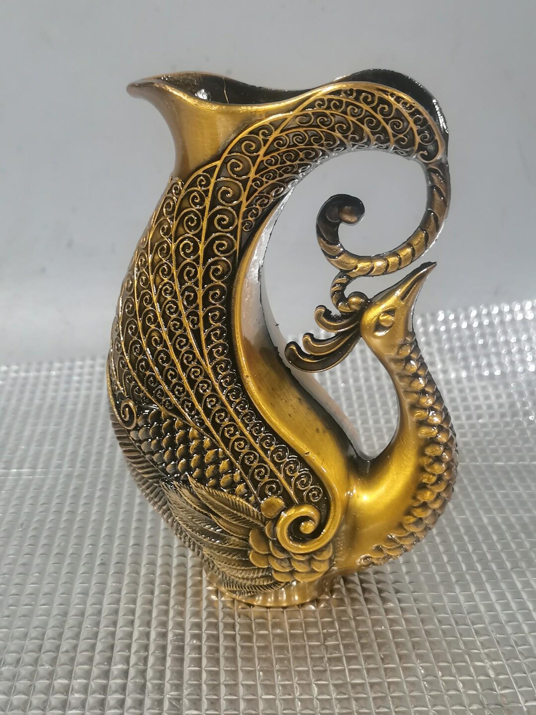 Antique Pure Copper Hand Carved Phoenix Statue Teapot Wine Pot Home ...