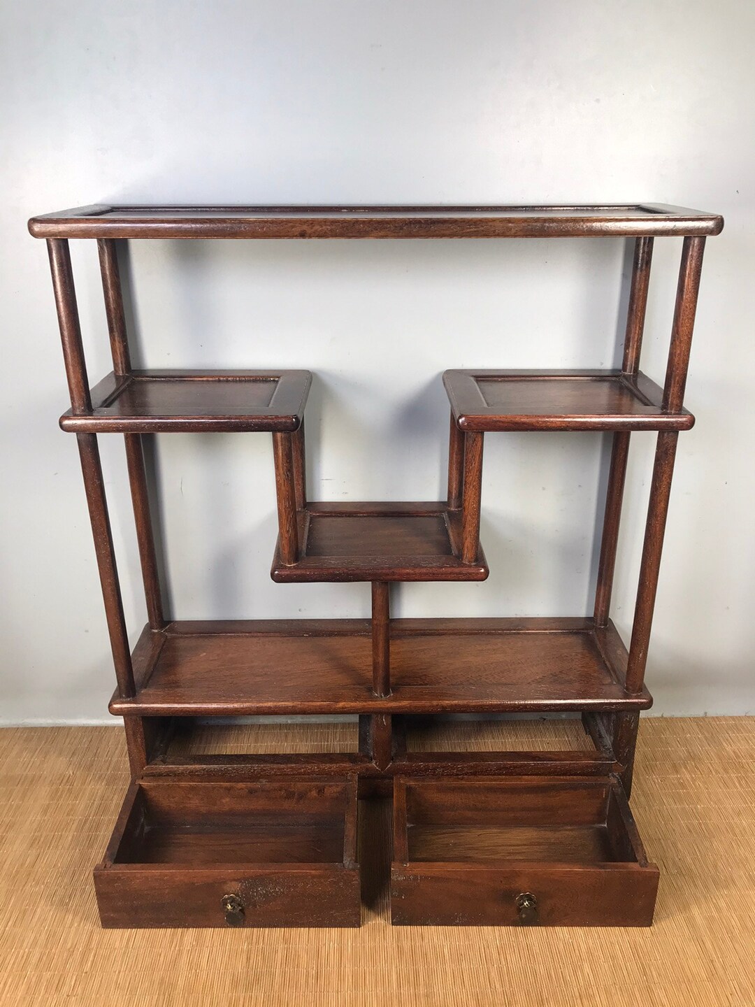 Chinese Antique Pure Hand-carved Natural Rosewood Large Bogu Frame Vase ...