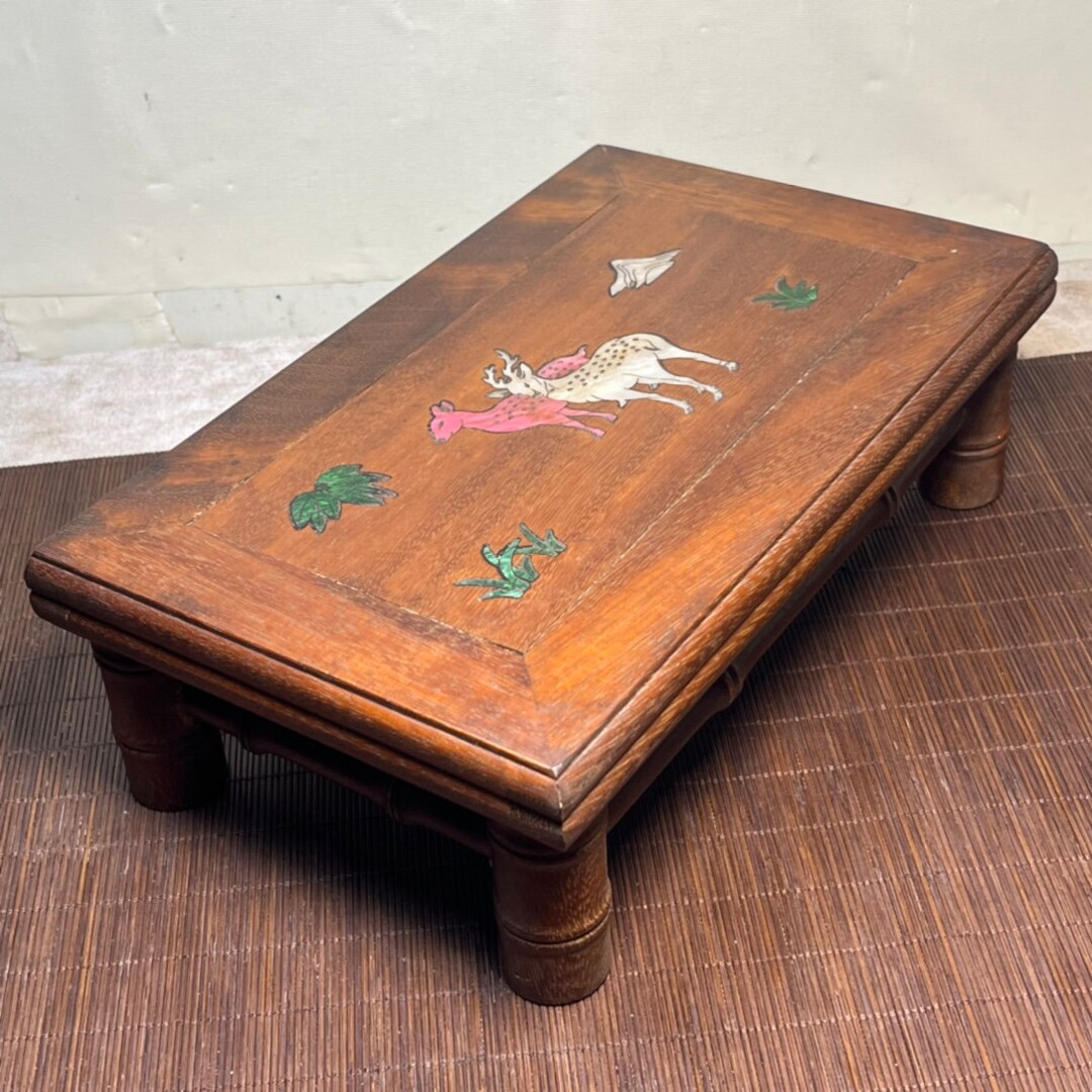 Chinese Antique Pure Hand-carved Rosewood Inlaid Shell Small Tea Table ...