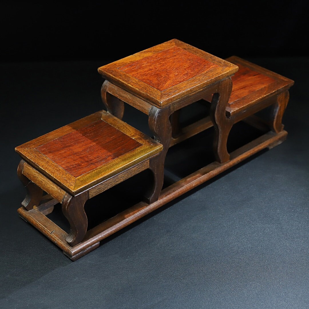 Chinese Pure Hand-carved Rosewood High and Low Bogu Shelf Display Stand ...