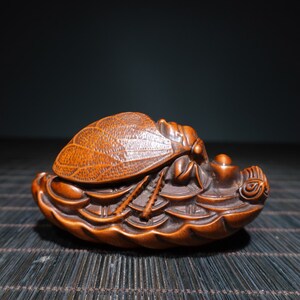 The Exquisite Boxwood Cicada Statue Ornaments Carved by Chinese ...