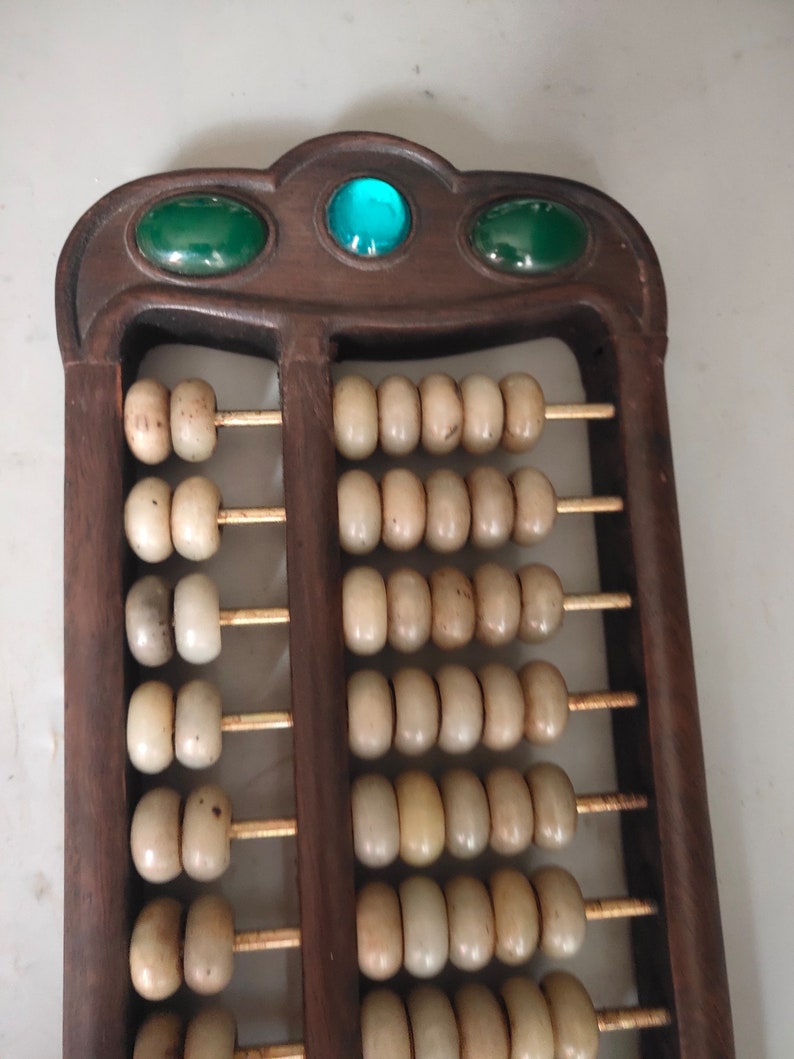 Collection of Early Old Jade Inlaid Gem Abacus Wood Carving | Etsy