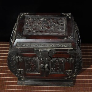Chinese Antique Pure Hand-carved Exquisite Rosewood Dragon and Phoenix ...