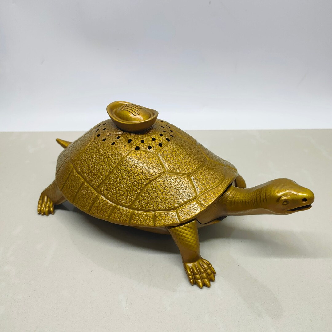 Chinese Antique Pure Copper Hand Carving Longevity Turtle Statue ...