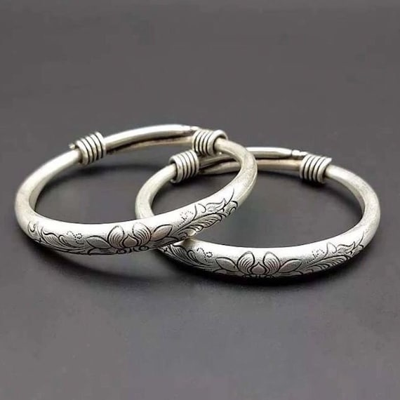 Exquisite Chinese Rare Collectible Tibet Silver Bracelets a | Etsy
