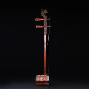 Chinese Antique Pure Hand-carved Exquisite Mahogany Erhu Inlaid Gems ...