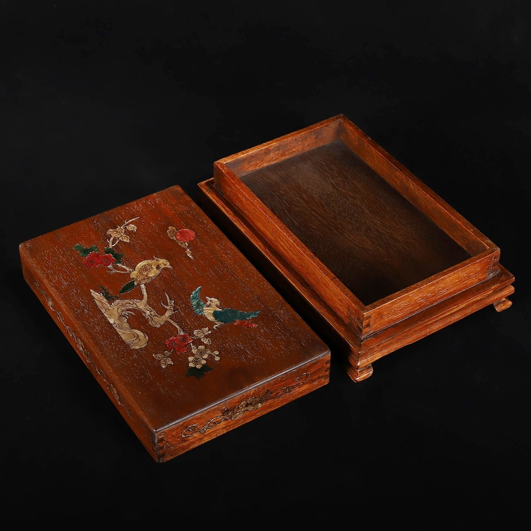 The Beautiful Lid Boxes of Ancient Chinese Handmade Rosewood Inlaid ...