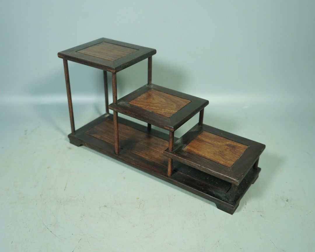 Chinese Antique Natural Rosewood Bogu Frame Vase Shape Display Stand ...