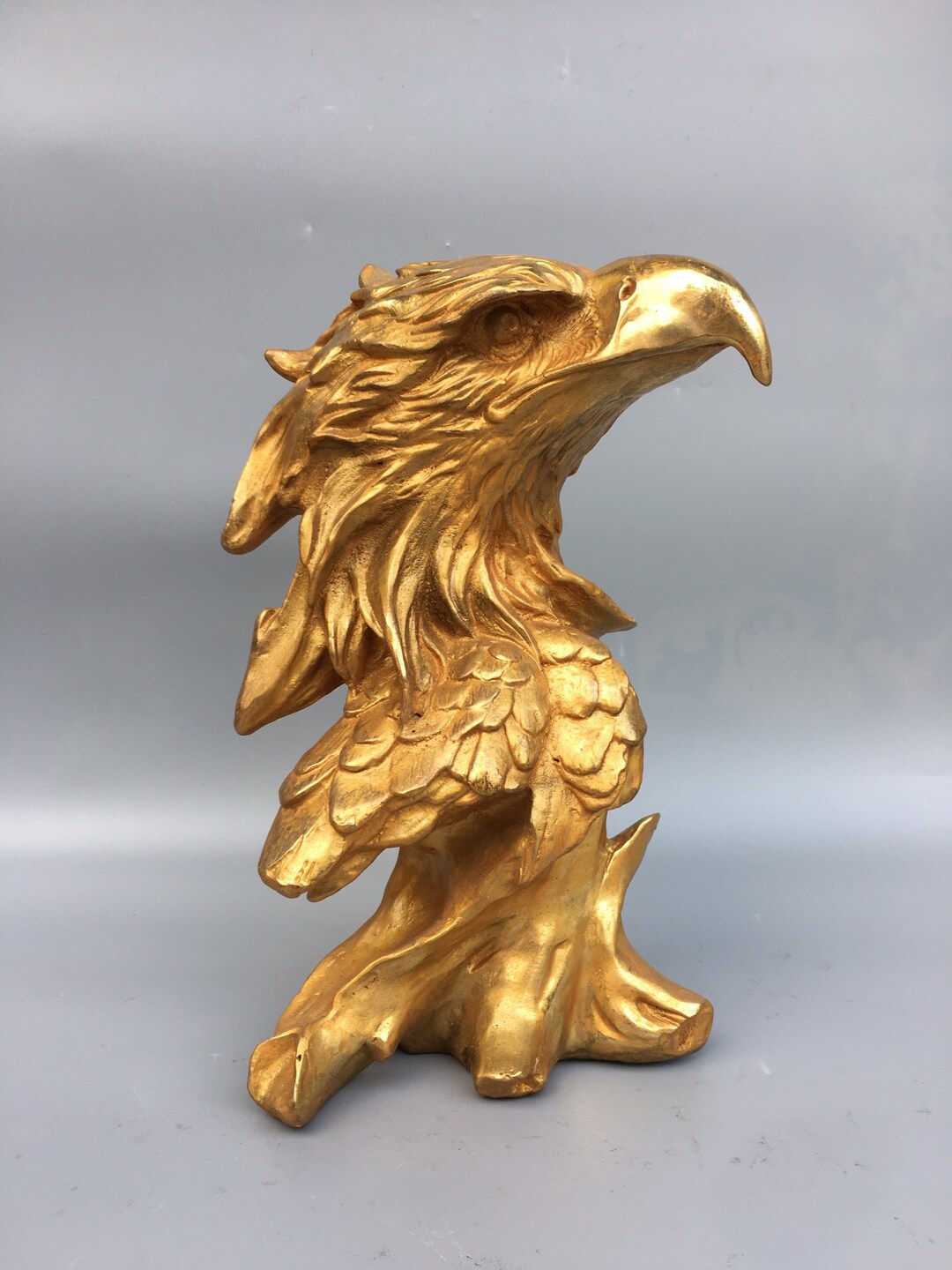Chinese Pure Hand-carved Pure Copper Gilt Eagle Statue Ornament ...
