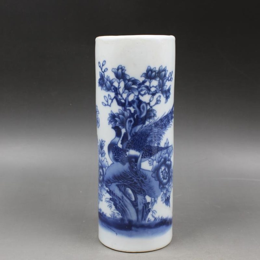 Blue and White Porcelain Hand-painted Flower and Bird Pattern Porcelain ...