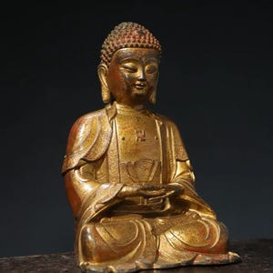 Chinese Pure Hand-carved Pure Copper Bronze Exquisite Sakyamuni Buddha ...