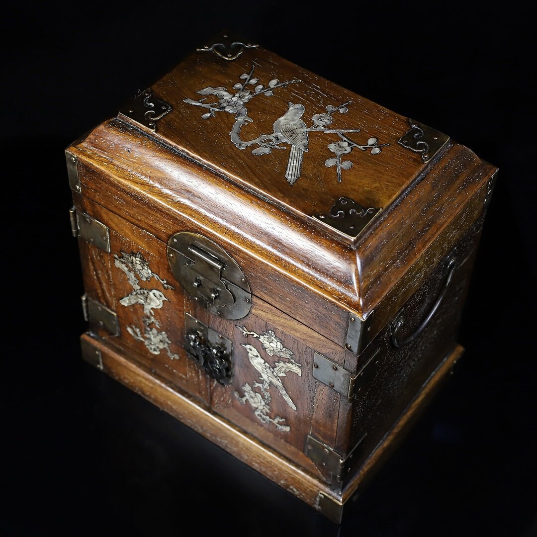 Chinese Antique Rosewood Hand Carved Flowers Birds Pattern Drawer Box ...
