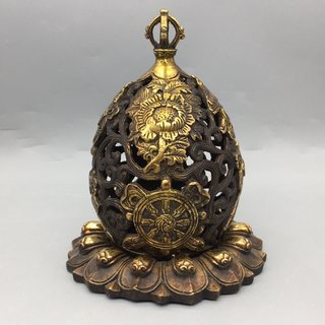 Antique Bronze Collection Gilded Small Lotus Seat Handmade Hollow Out ...