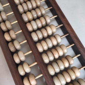 Collection of Early Old Jade Inlaid Gem Abacus Wood Carving Ornaments ...