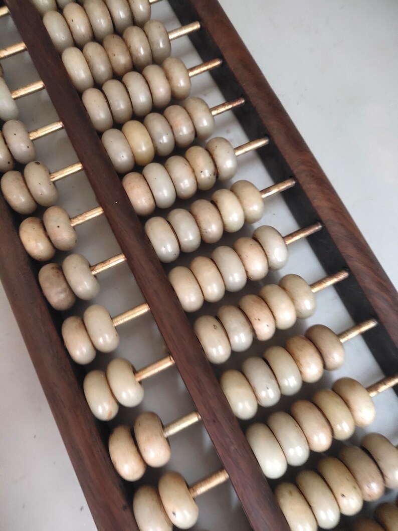 Collection of Early Old Jade Inlaid Gem Abacus Wood Carving | Etsy