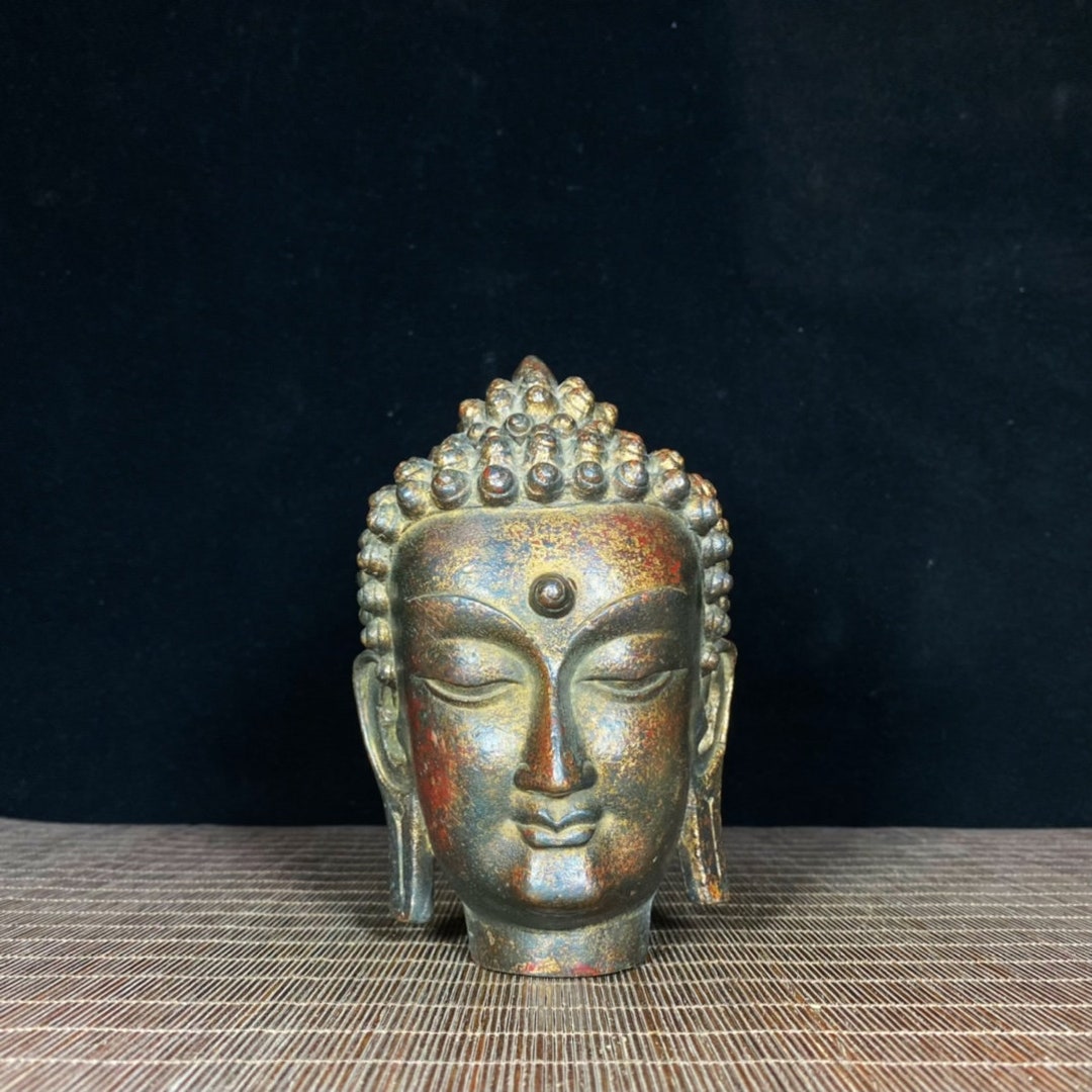 Chinese Pure Hand Carved Pure Copper Red Copper Buddha Head Ornaments ...