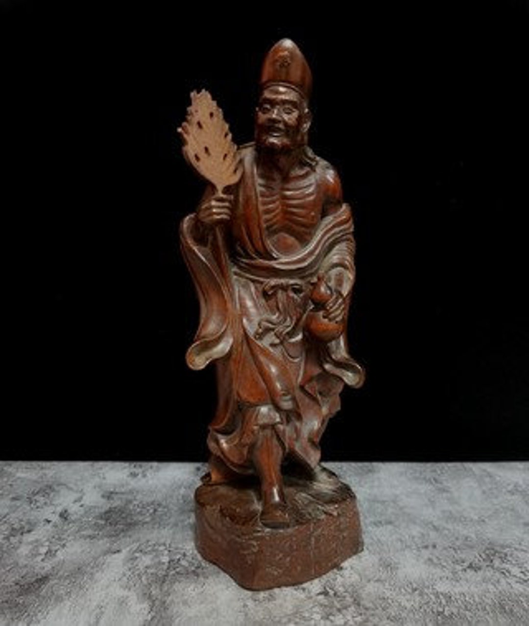 China's Ancient Natural Boxwood Hand Carved Jigong Buddha Statue ...