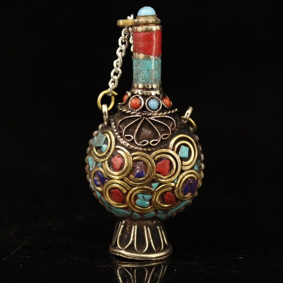 Nepal Handmade Snuff Bottle Old Cloisonne Snuff Bottle Inlaid With ...