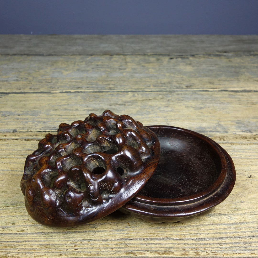 Chinese Antique Pure Hand Carved Sandalwood Hollow Out Incense Burner ...