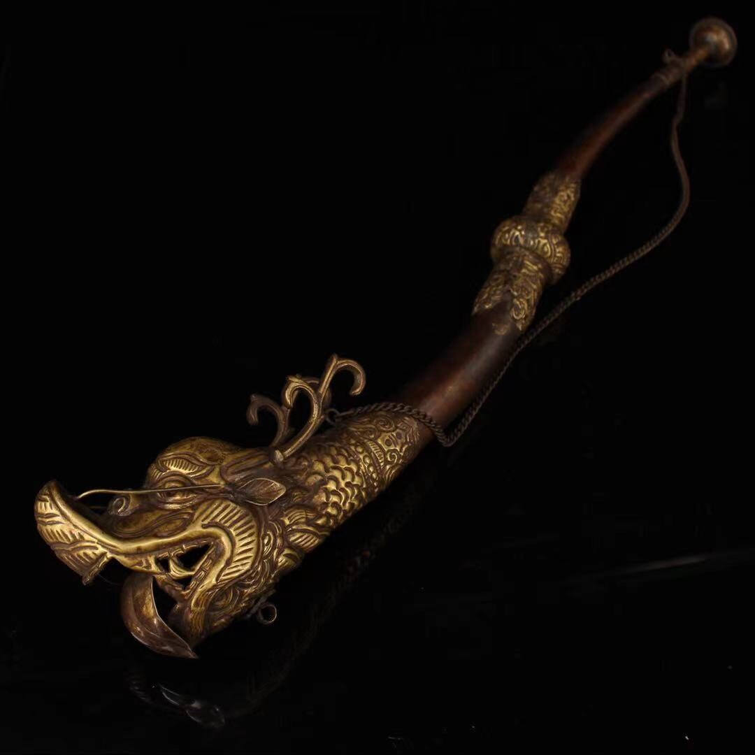 Chinese Pure Copper Dragon Head Pattern Statue Ornament,exquisite ...