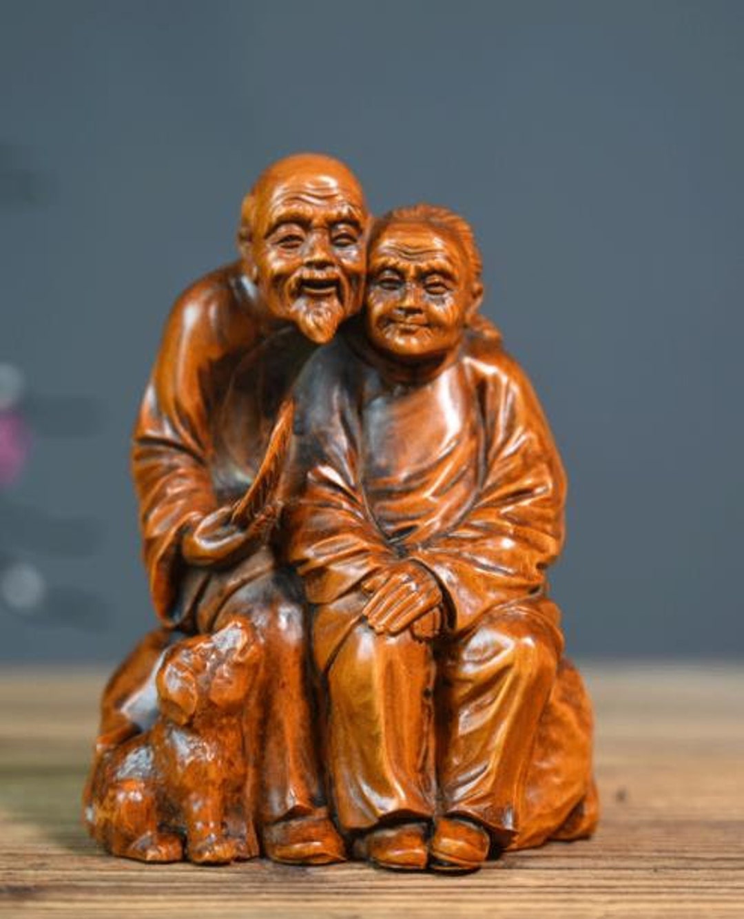 Collect Boxwood Love Old Couple Carving Crafts Small Ornaments Fg - Etsy
