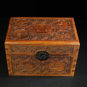 Chinese Antique Pure Hand-carved Natural Rosewood Flower and Bird ...