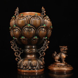 Ancient China Pure Copper Red Copper Hand-carved Statue of Auspicious ...