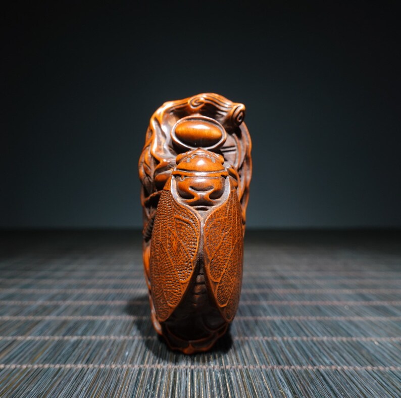 The Exquisite Boxwood Cicada Statue Ornaments Carved by - Etsy