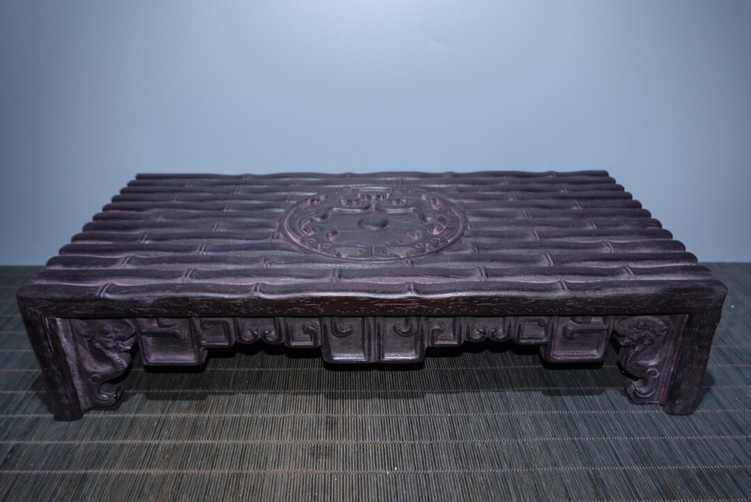 Chinese Antique Pure Hand-carved Sandalwood Bamboo Tea Table, Exquisite ...