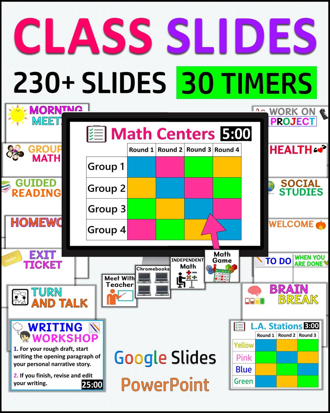 Classroom Slides With Timers, Daily Google Slides, Templates for Class ...