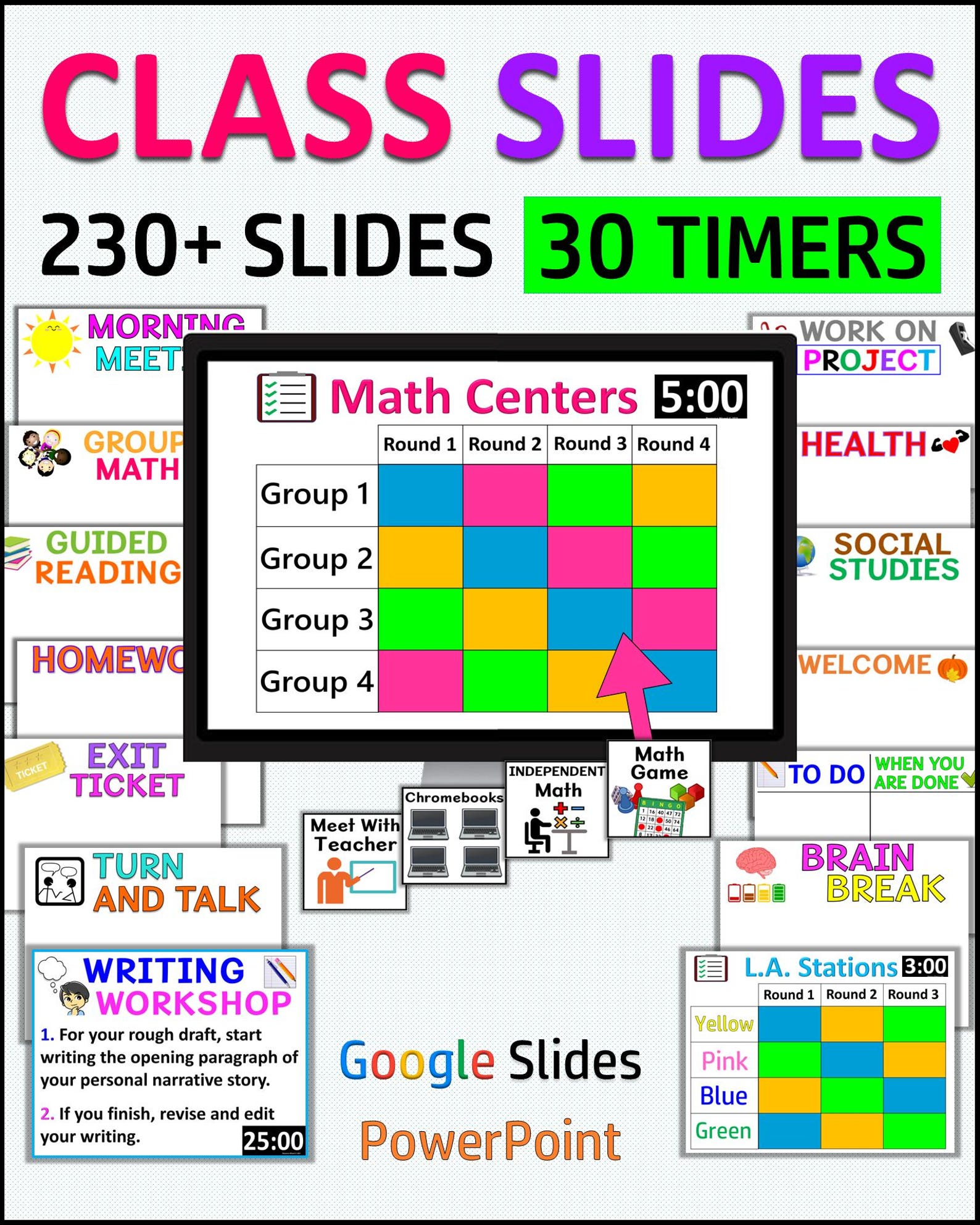 Classroom Slides With Timers, Daily Google Slides, Templates for Class ...