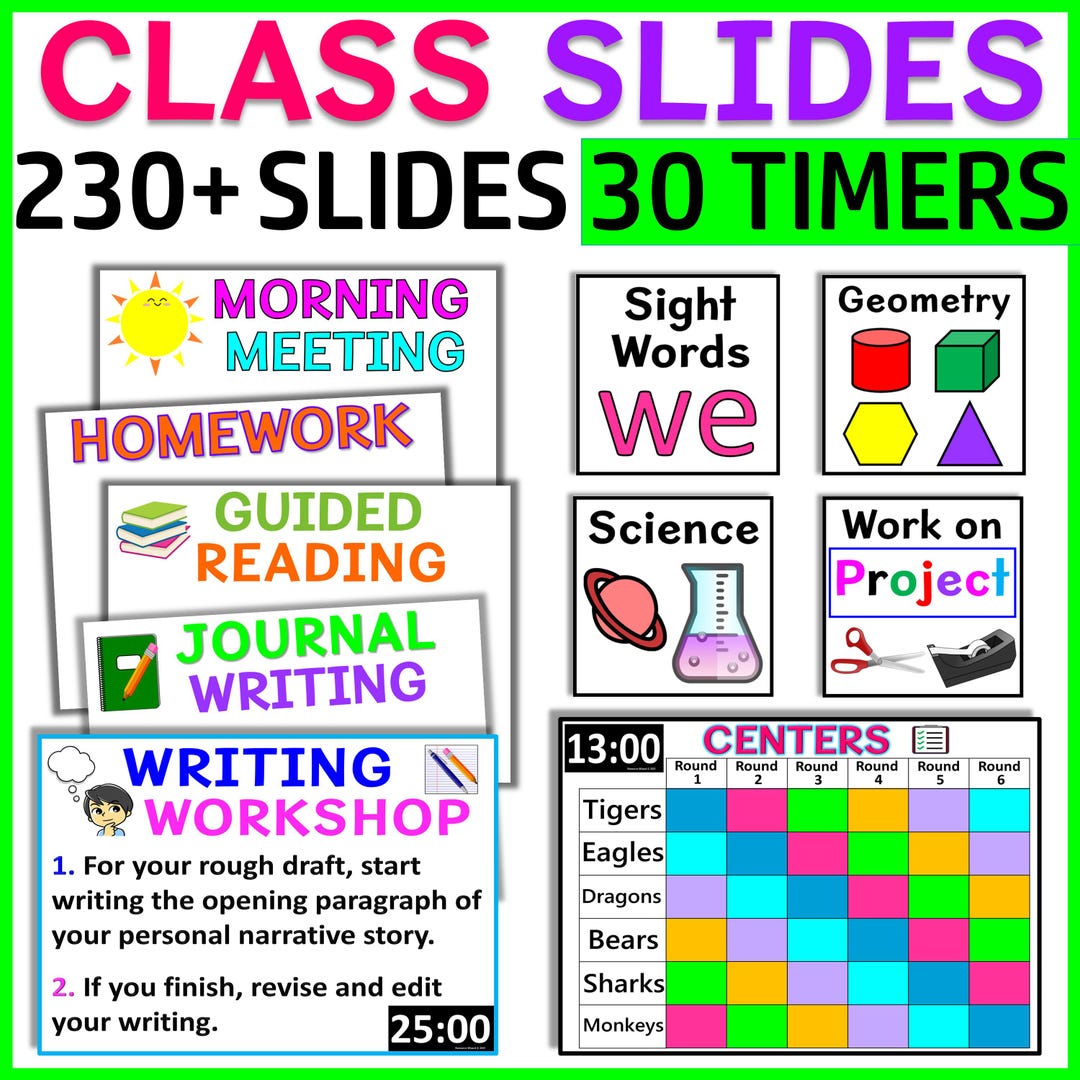 Classroom Slides With Timers | Center Rotations & Class Management ...