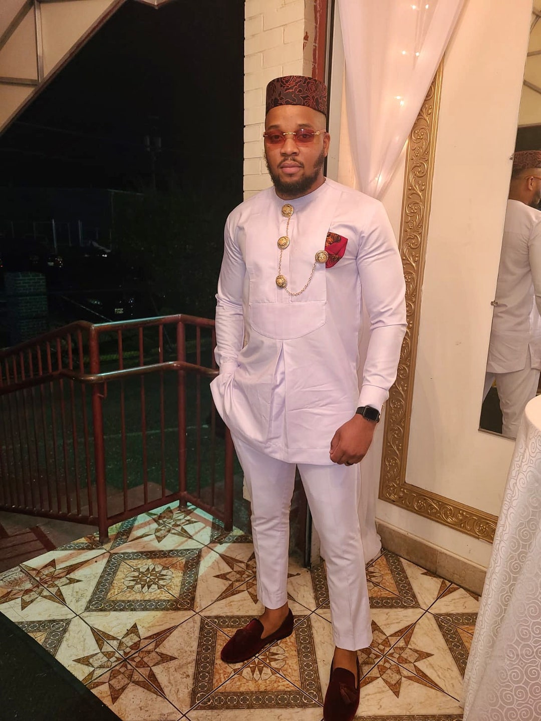 Classy African Traditional Outfit for Men, All White Outfit Men ...